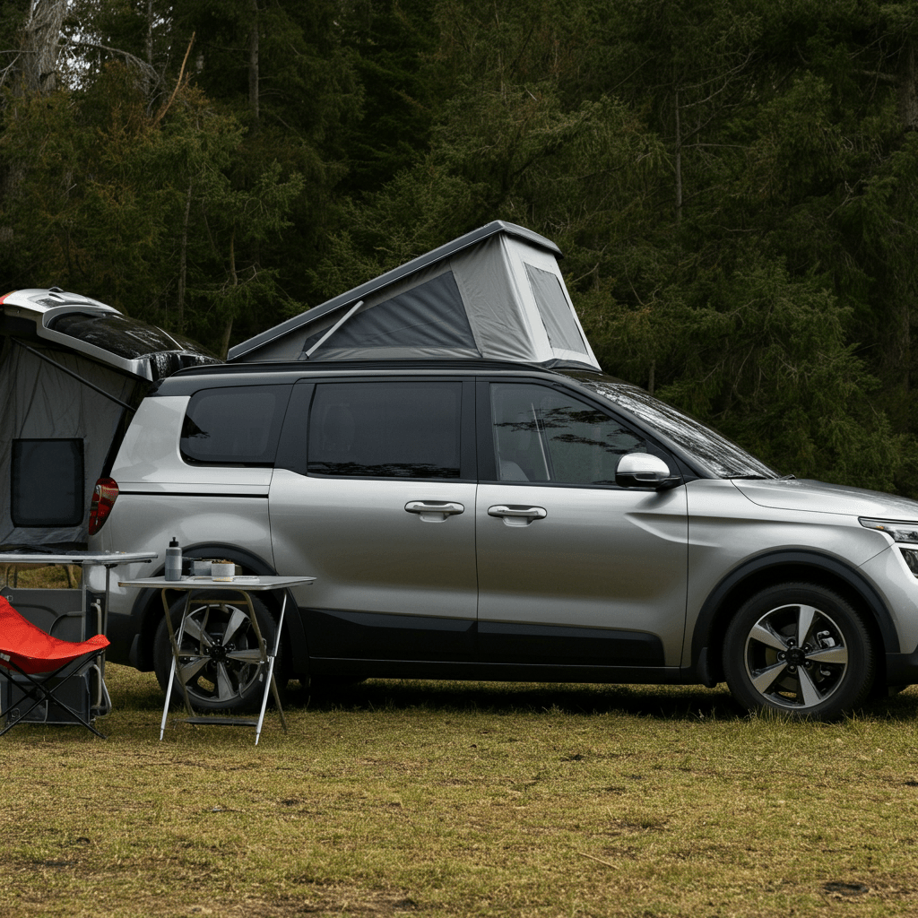 Kia's PV5 Electric Van Transforms Into Campsite with New Camping Kit
