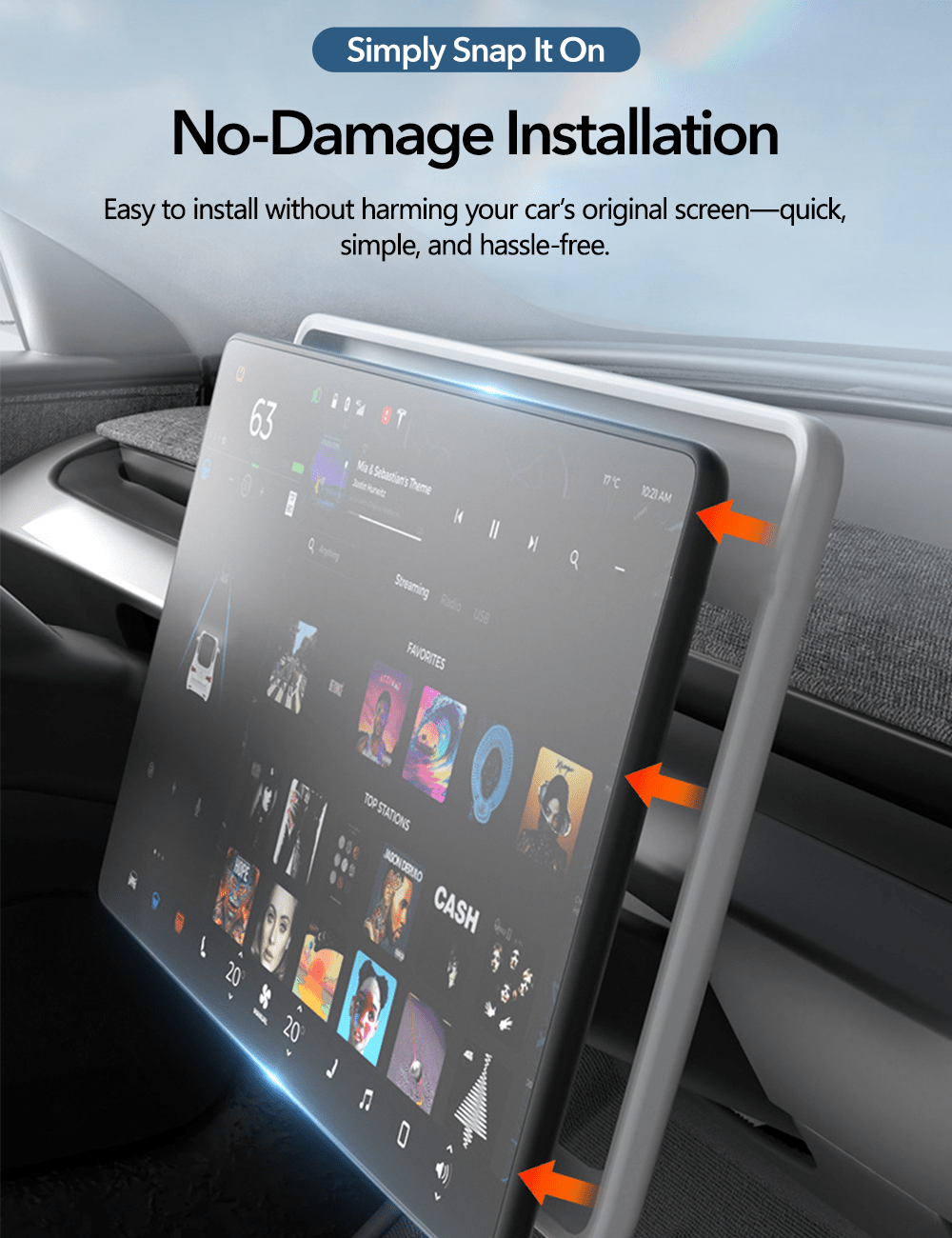 Central Screen Protector Frame for Tesla Model 3 Highland & New Model