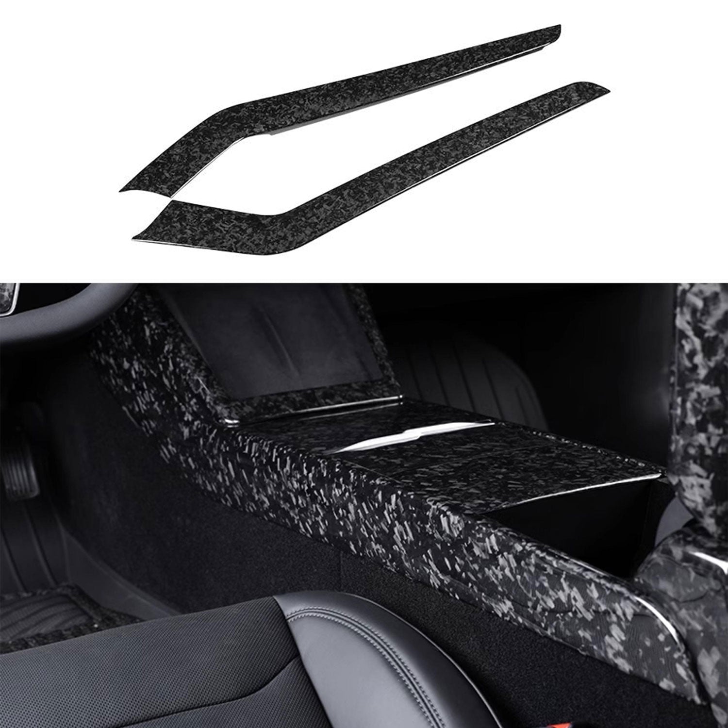 Dry Carbon Fiber Center Console Side Panel Overlay for Model 3 / Y