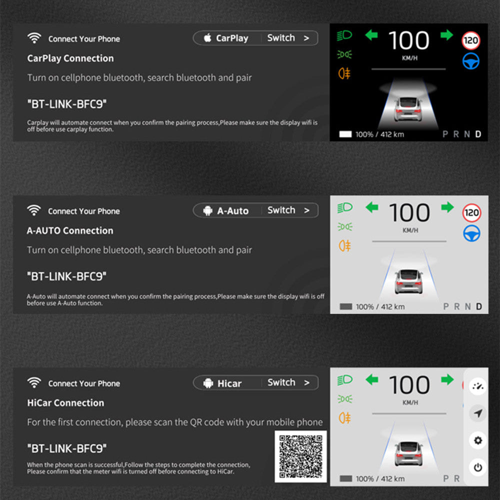 8.8 Inch Touch Screen Instrument Cluster Dashboard Display for Model 3/Y