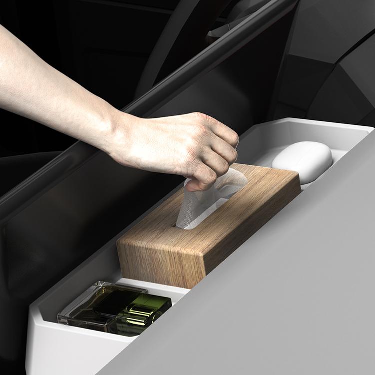 Tesevo Dashboard Organizer Behind Screen Storage Box for Cybertruck