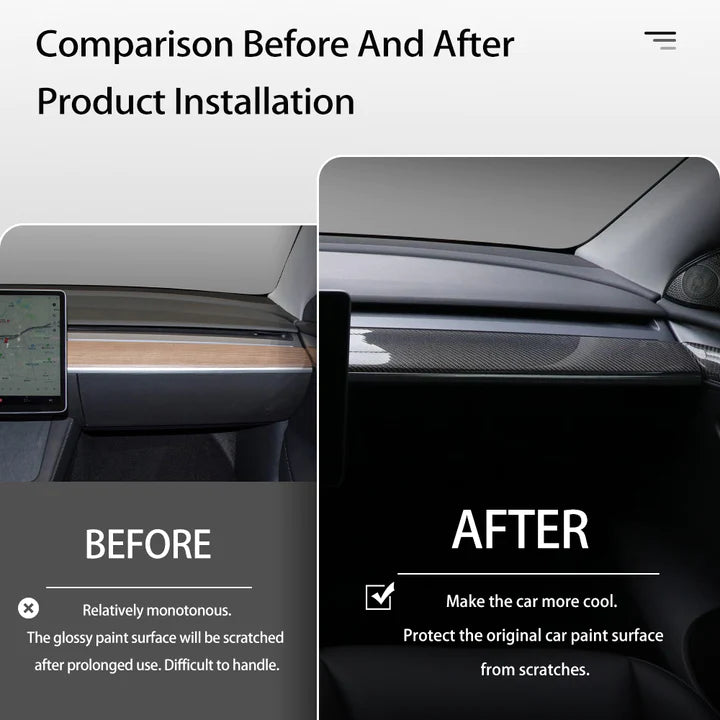 Tesla Model 3/Y Real Carbon Fiber Dashboard Cover