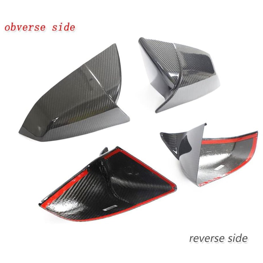 Tesla Model S Real Carbon Fiber Mirror Caps Bullhorn Style