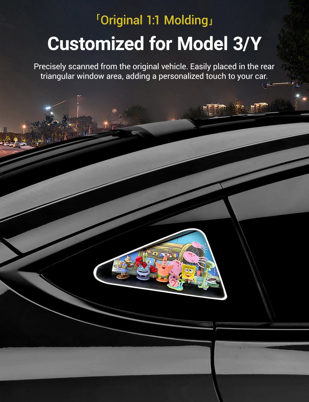 Triangle Window Ambient Light For Tesla Model 3/Y【SpongeBob SquarePant